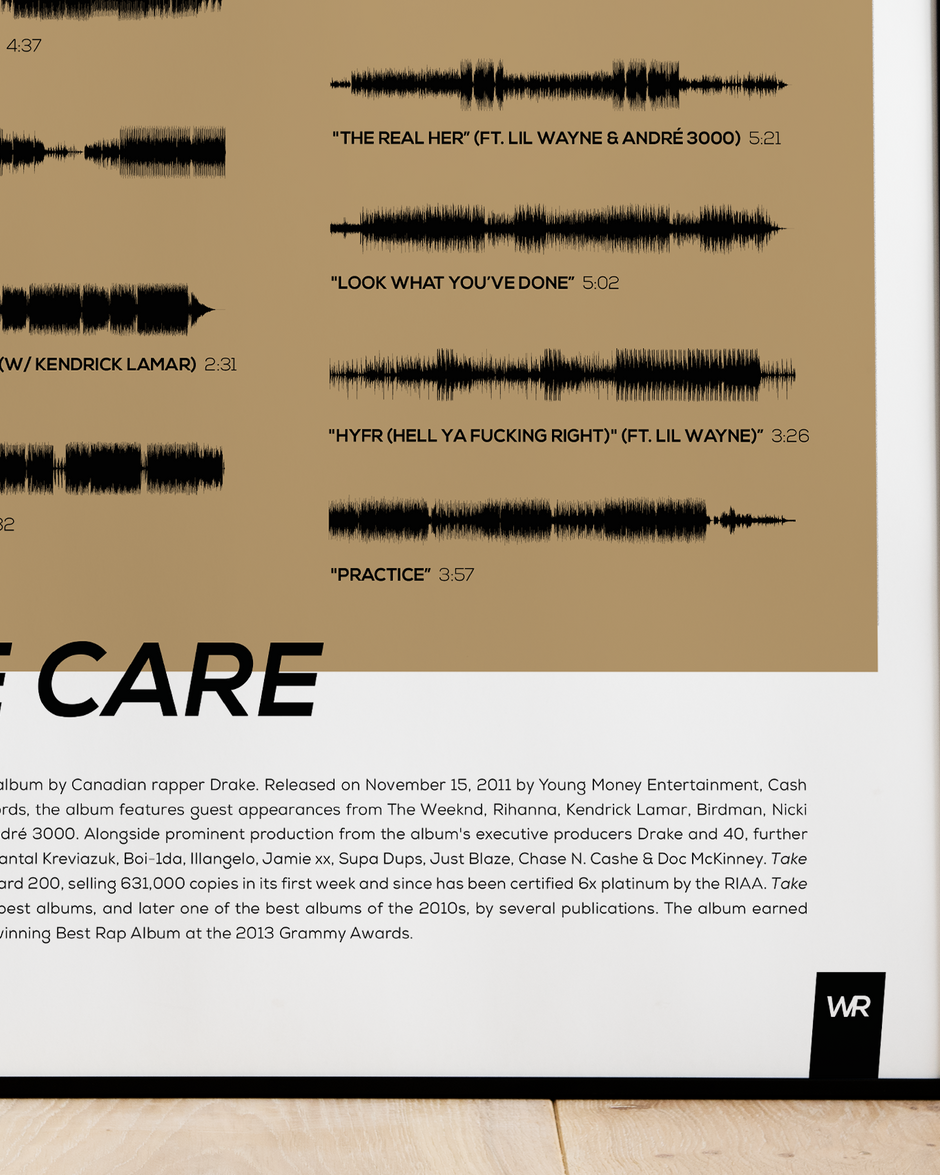 "Take Care" Soundwave Poster by Drake | Music Wall Art – The Wav Room