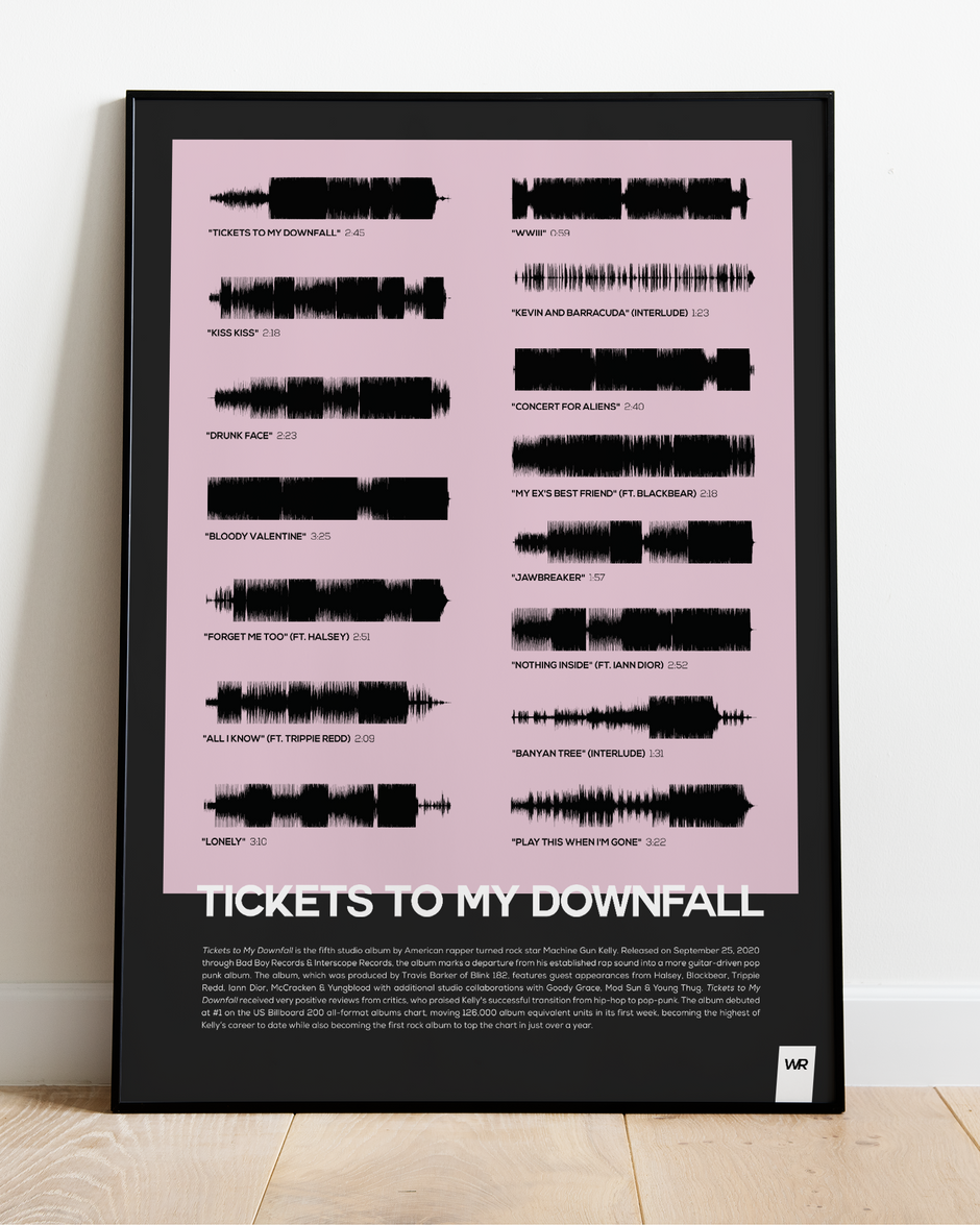 "Tickets to My Downfall" by Machine Gun Kelly | Soundwave Art Poster ...