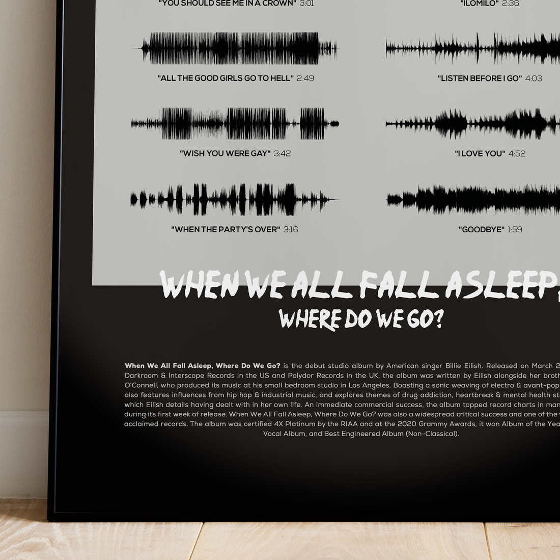 "When We All Fall Asleep..." by Billie Eilish | Soundwave Art Print ...