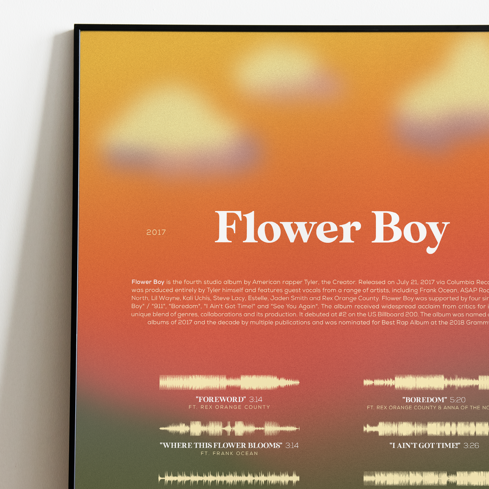 "Flower Boy" by Tyler, the Creator | Soundwave Art Poster – The Wav Room